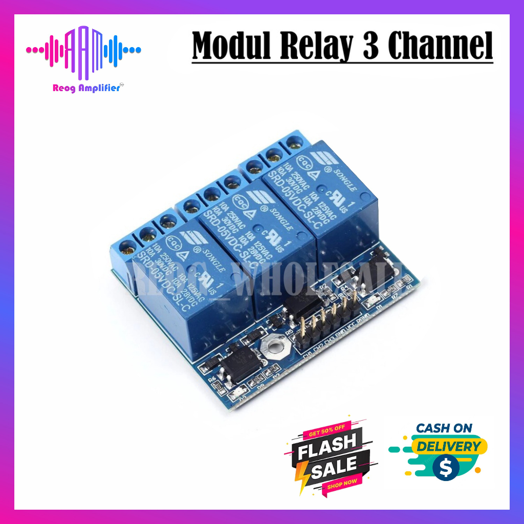 Jual Modul Relay 3 Channel dengan Isolation Optocoupler Isolation 3.3V ...