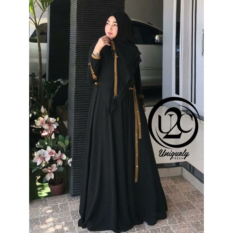 Jual U2c Gamis Syari Kanza Series Hitam | Shopee Indonesia