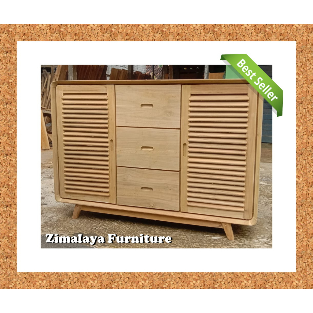 Jual DRAWER JATI MODEL MINIMALIS 2 PINTU KREPYAK 3 LACI MURAH, BUFET ...
