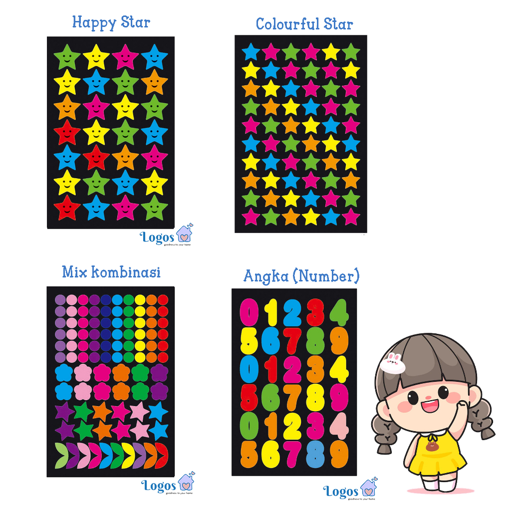 Jual Sticker non-Karakter Stars Colourful. Stiker Hadiah Anak Bintang ...