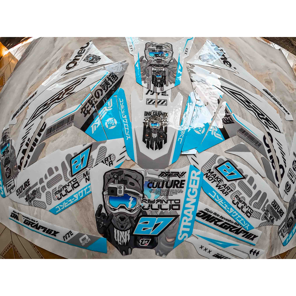 Jual CUSTOM DECALS KLX, DTX , WR, CRF Supermoto/Motocross Metal Blue ...