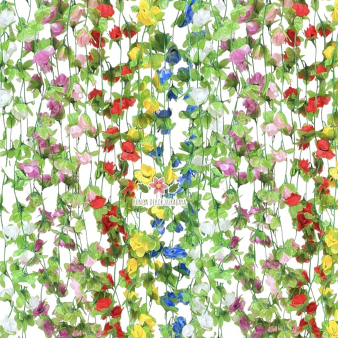 Jual Bunga Rambat Plastik Mawar Kecil 1 METER tanaman rambat bunga ...