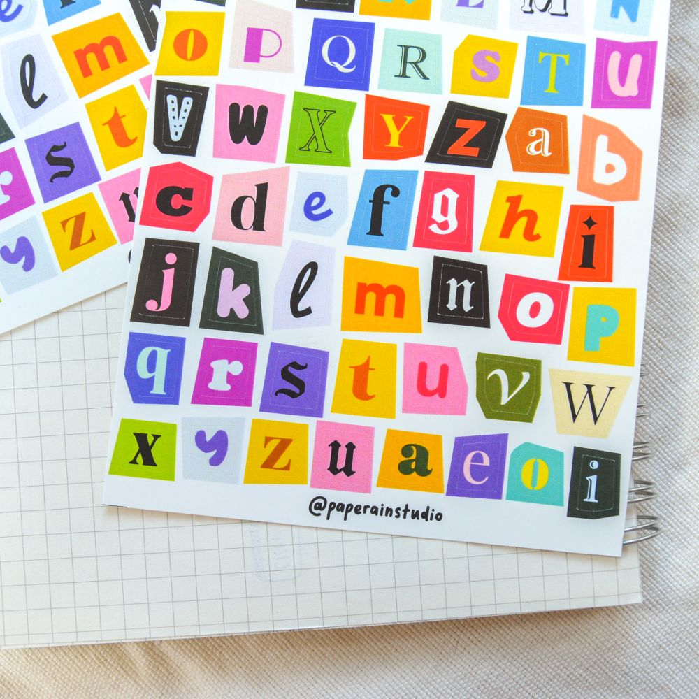 Jual PAPERAIN STUDIO Alphabet Sticker Sheet / Stiker Jurnal Huruf Angka ...