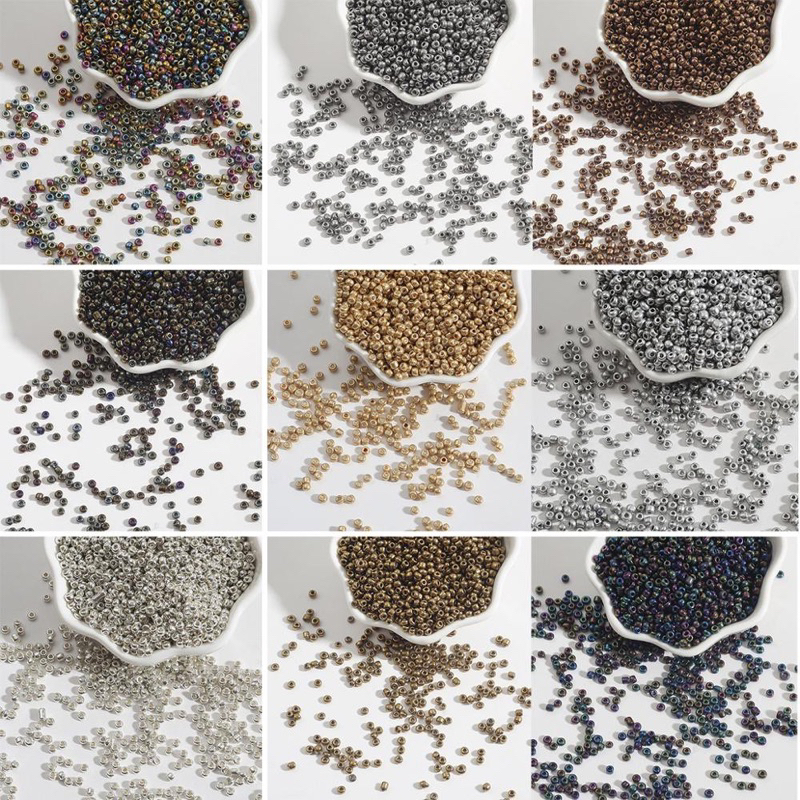 Jual Manik Manik Pasir 2mm 3mm Color Metalik Rainbow Mote Pasir DIY ...