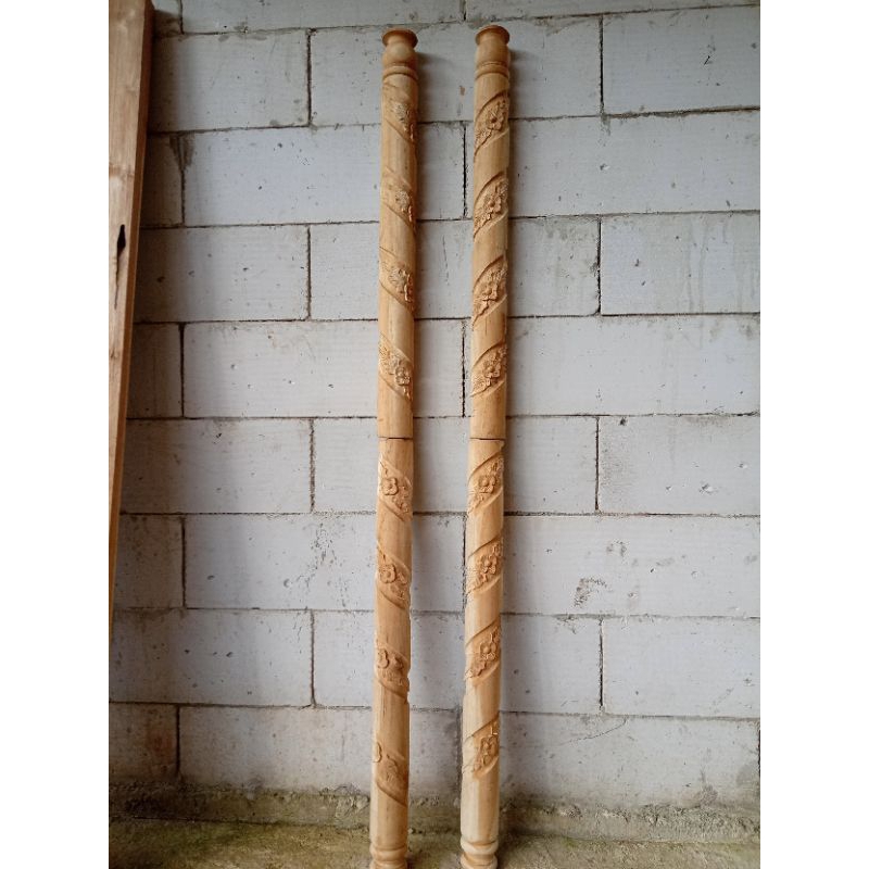 Jual ukir Soko kayu jati | tiang kayu jati ukir | ornamen ukir bulat ...