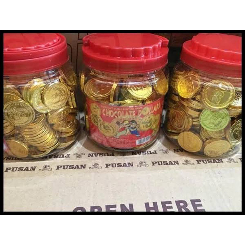 Jual PUSAN COKLAT KOIN EMAS GOLD TOPLES ISI 200pcs (DOLLAR RUPIAH YEN ...