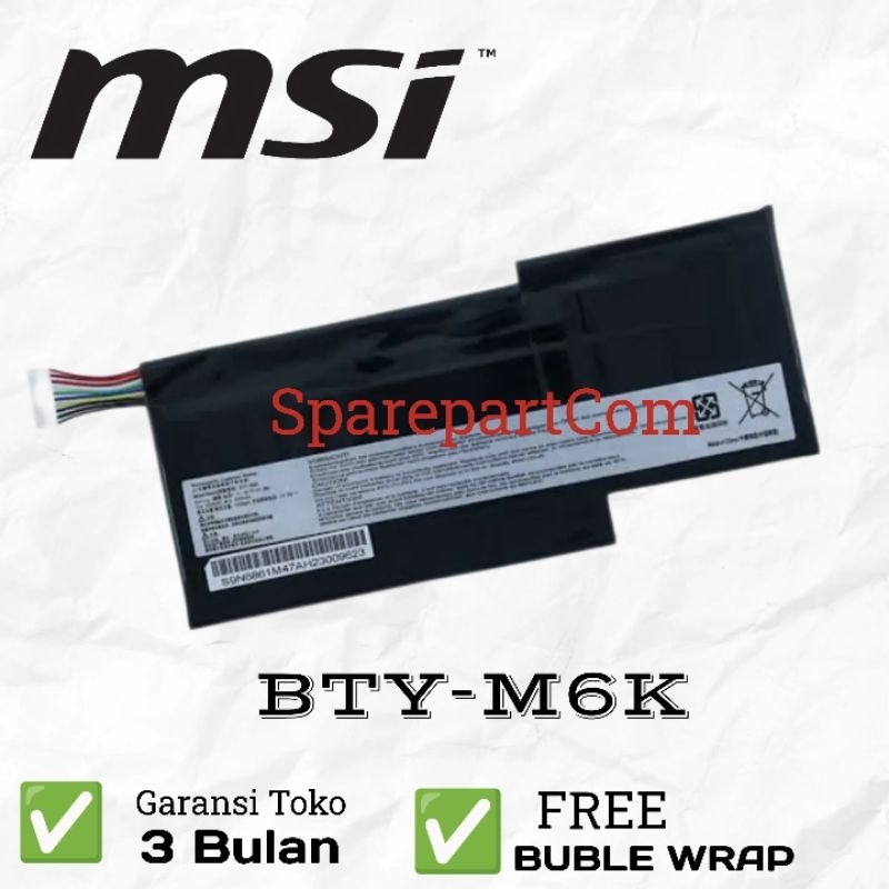 Jual Baterai battery BTY-M6K MSI Stealth Pro GS63VR 7RG GF63 8RD GF65 ...