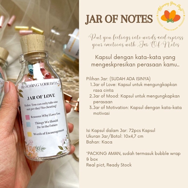 Jual Jar of Mood Jar of notes Happiness Wish Jar Messages In a Bottle ...