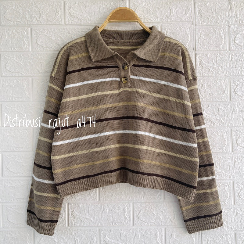Jual SAKURAI SWEATER RAJUT POLO KANCING KOREA MOTIF BLASTER | Shopee ...