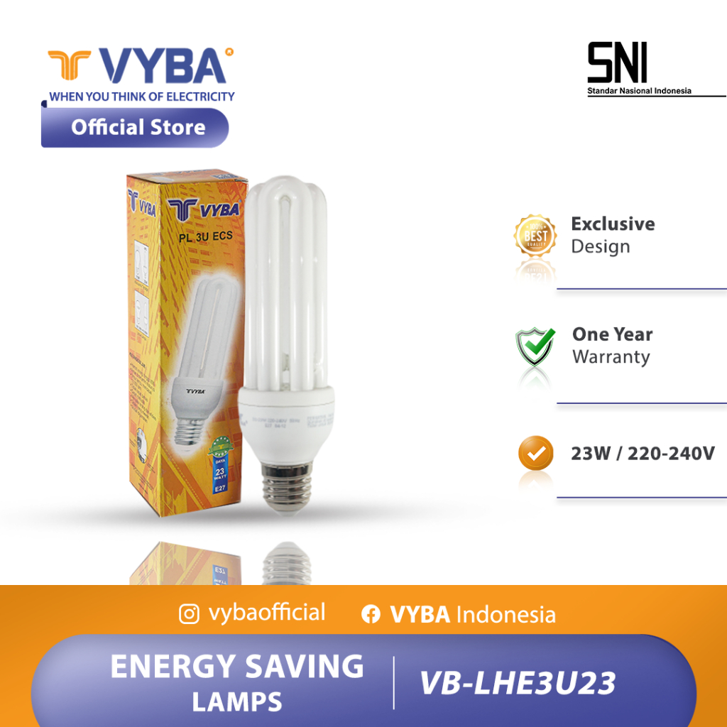 Jual Lampu Hemat Energi 23W / Lampu LHE 23 Watt PLC 3U Daylight VYBA ...