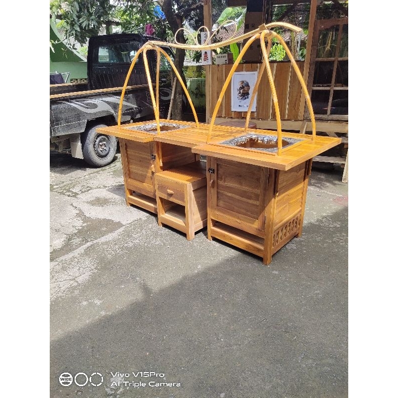 Jual gerobak soto pikul model klasik berbahan kayu jati murni | Shopee ...