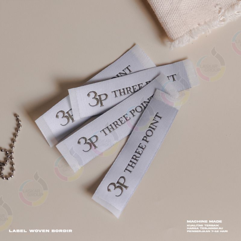 Jual (2×5 cm) Label woven, label woven demask, label baju, hijab, tas ...