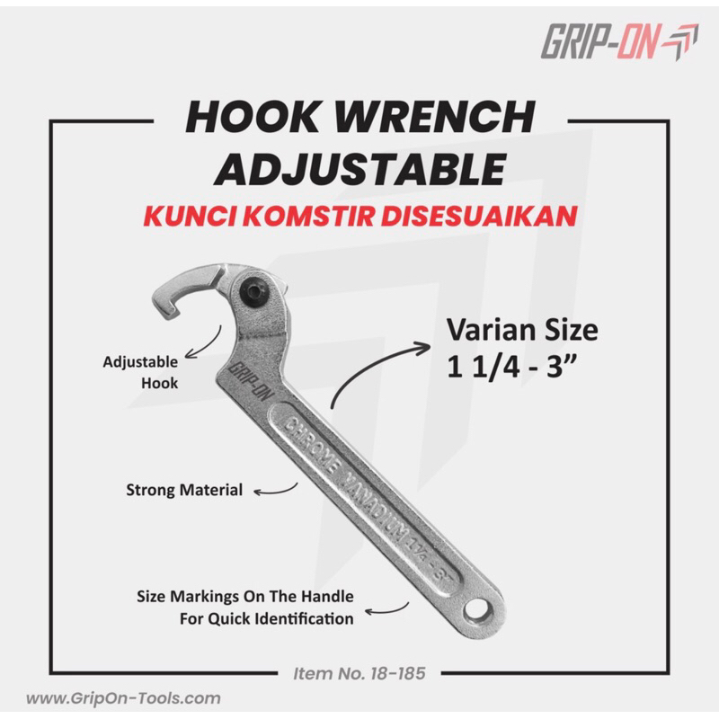 Jual GRIP ON Kunci komstir 1 1/4-3 inch flexibel / Hook wrench ...