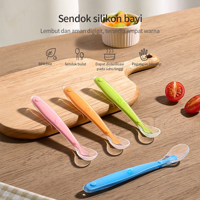 Jual Sendok makan bayi anak silicone Alat peralatan Makan bayi BPA FREE ...