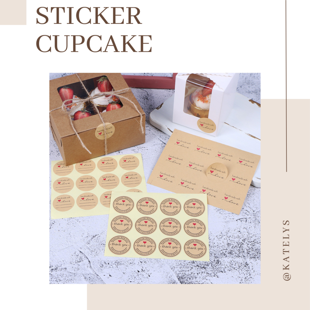 Jual Sticker Cupcake Box | Stiker Untuk Box Kue | Round Love Sticker ...