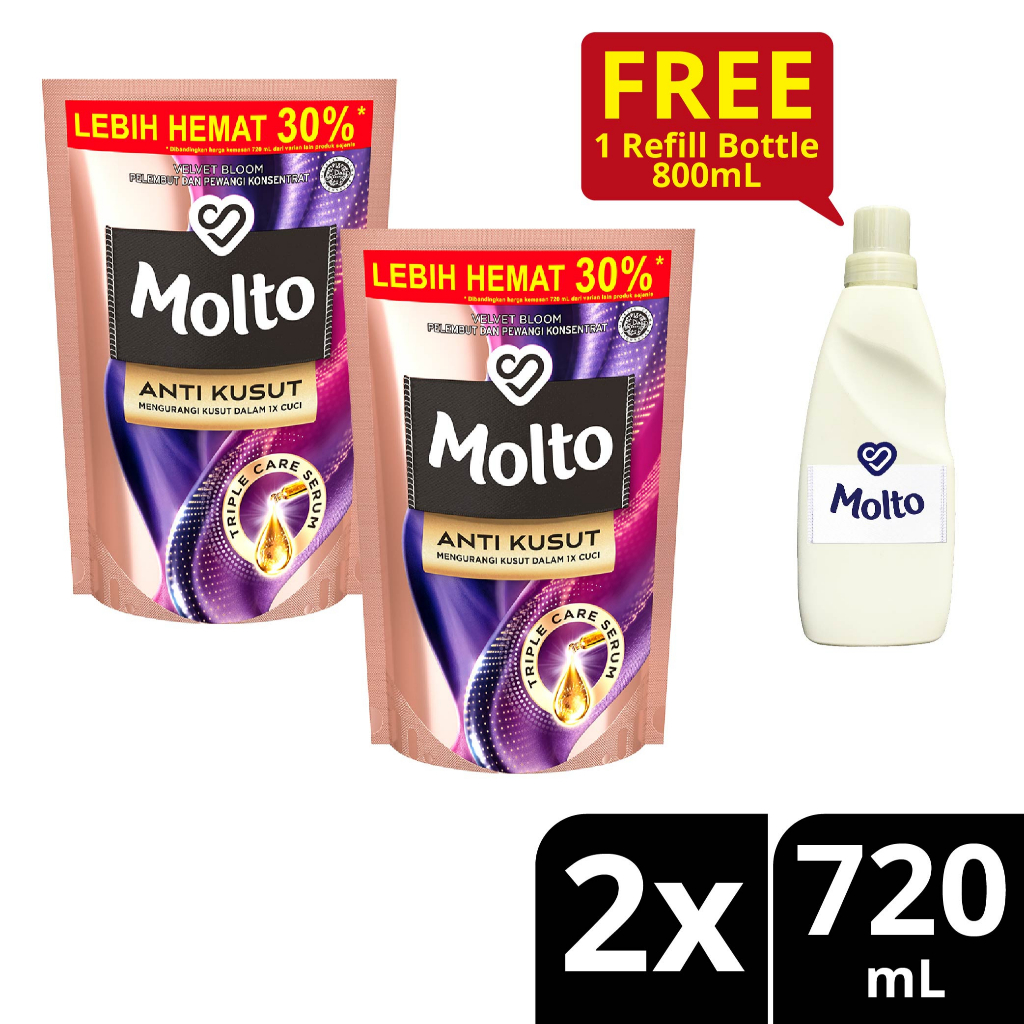 Jual Buy 2 Molto Anti Kusut Purple 720ml FREE Molto Bottle Refill 800ml ...