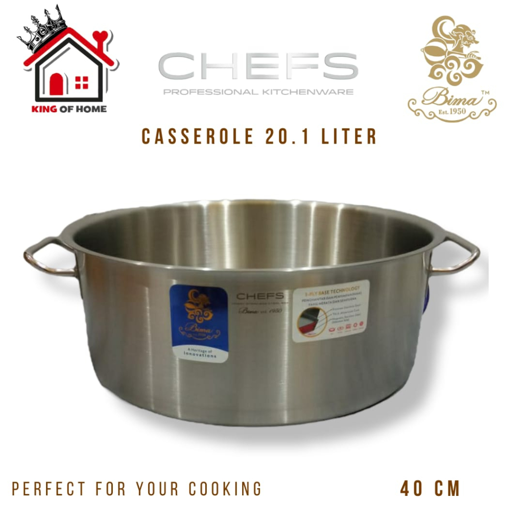 Jual Bima Chefs Casserole 40cm Sus 304 BP1900340 20,1L Panci Induksi ...