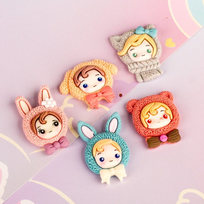 Jual clay resin girl topi utk hiasan jepitan, hiasan botol, hp, topper ...