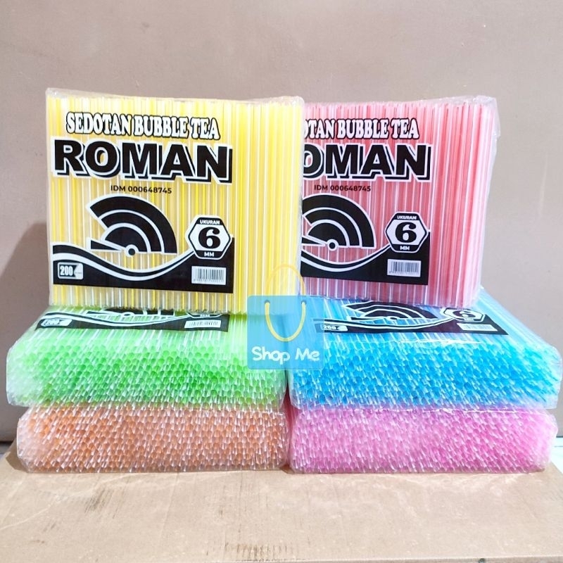 Jual Sedotan Bubble Tea ROMAN Warna 6mm 8mm 12mm isi 200 gram | Shopee ...