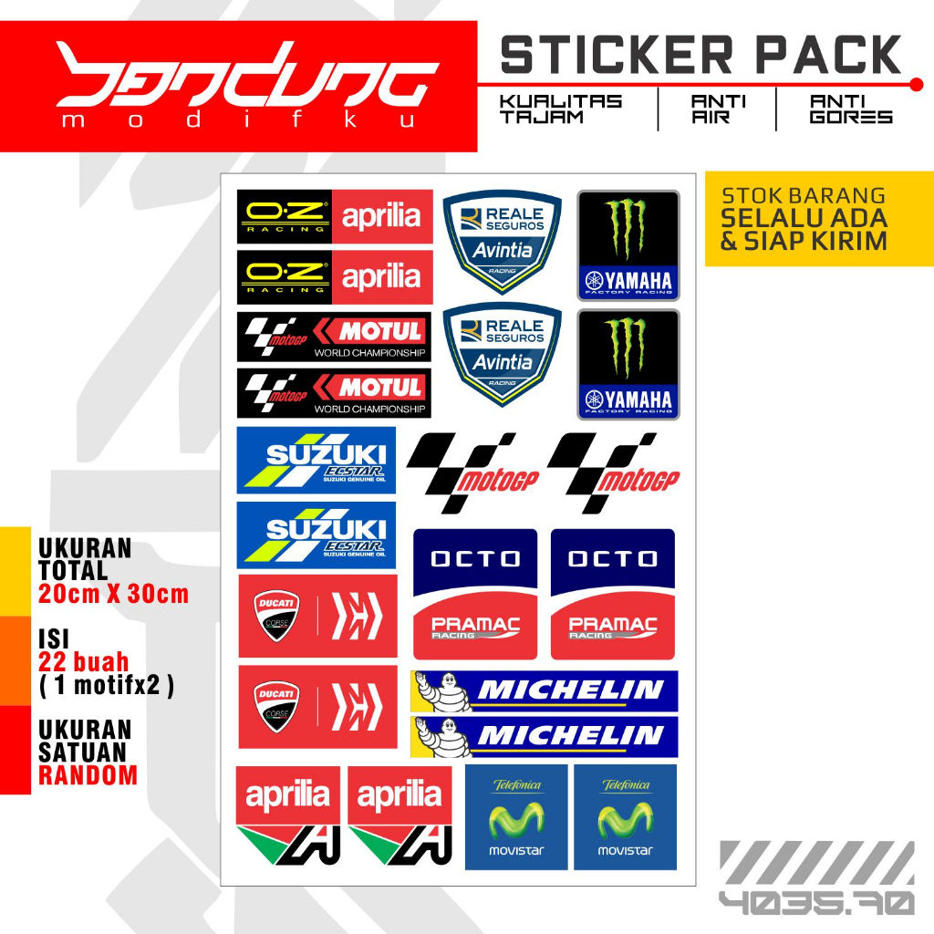 Jual Stiker Decal Set / Pack1Set Isi 23 Motif sponsor motoGP 2 | Shopee ...