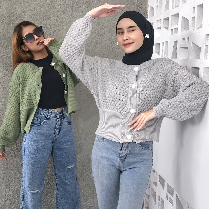 Jual OUTHER POPCORN CROP/ MENTOS POPCORN/ CARDI RAJUT CROP BUBBLE ...