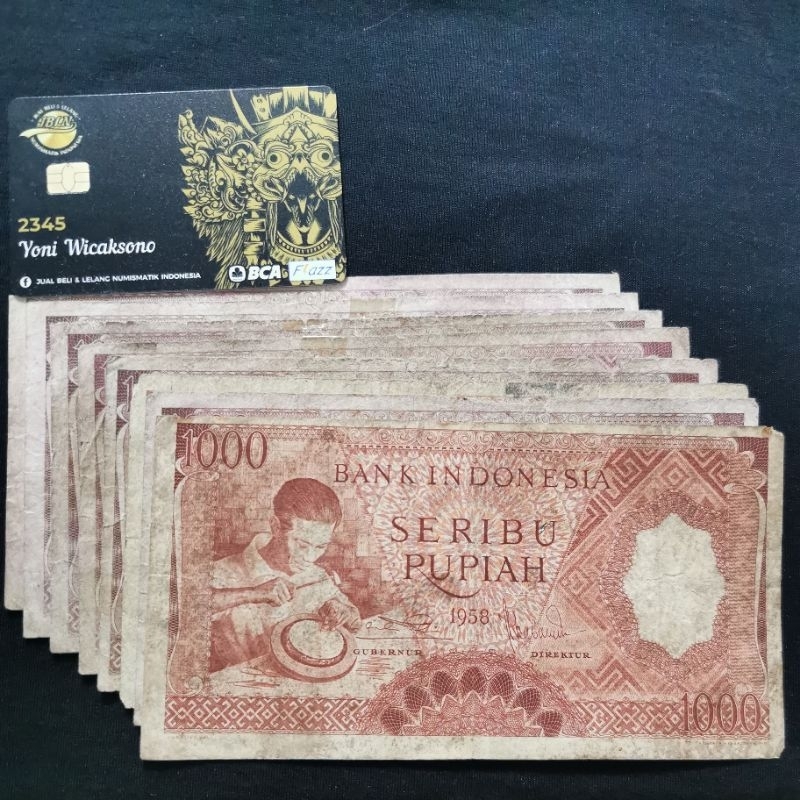 Jual 1000 rupiah pekerja coklat tahun 1958 fine asli | Shopee Indonesia