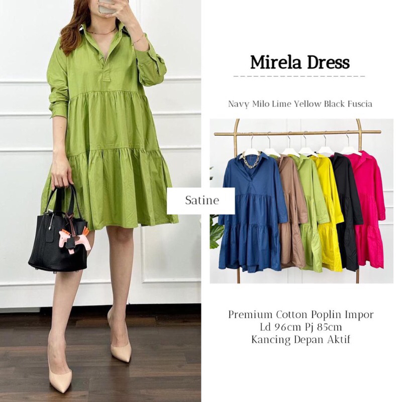 Jual Mirela Dress Wanita | Dress Katun Poplin Lengan Panjang Midi ...