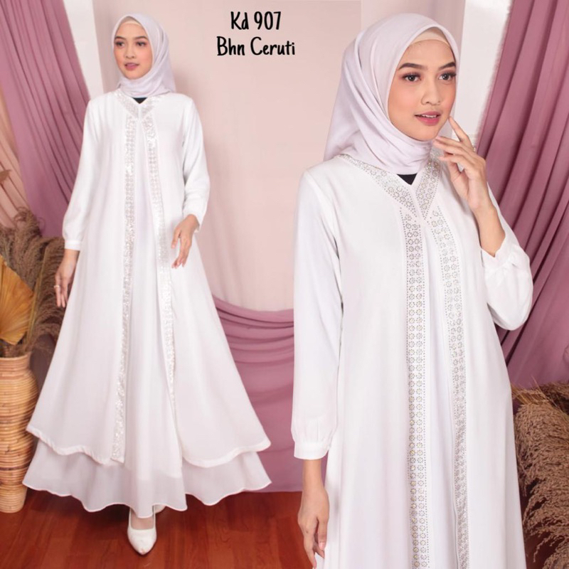Jual Gamis Putih Muslim swarowzky simple elegant(907) | Shopee Indonesia