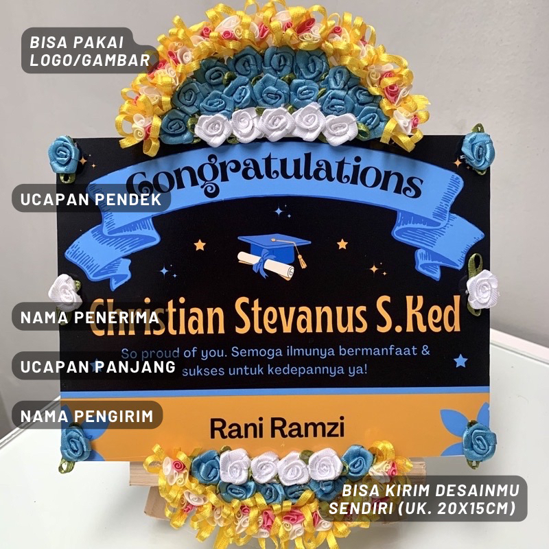 Jual [FREE GIFTBOX • 1 HARI JADI • CUSTOM] Papan Bunga Mini 20x22 ...