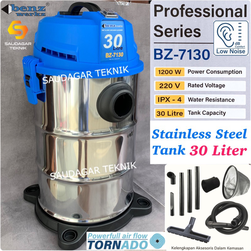 Jual Vacuum Cleaner 30 Liter Benz Tangki Stainless Steel Wet Dry Vacum ...