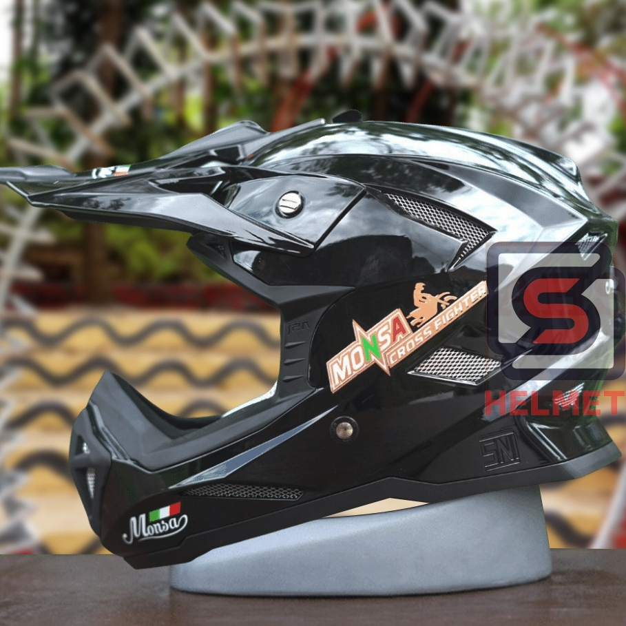 Jual Helm Motor Trail Monsa Cross Solid Anak Sampai Dewasa SNI Paket ...