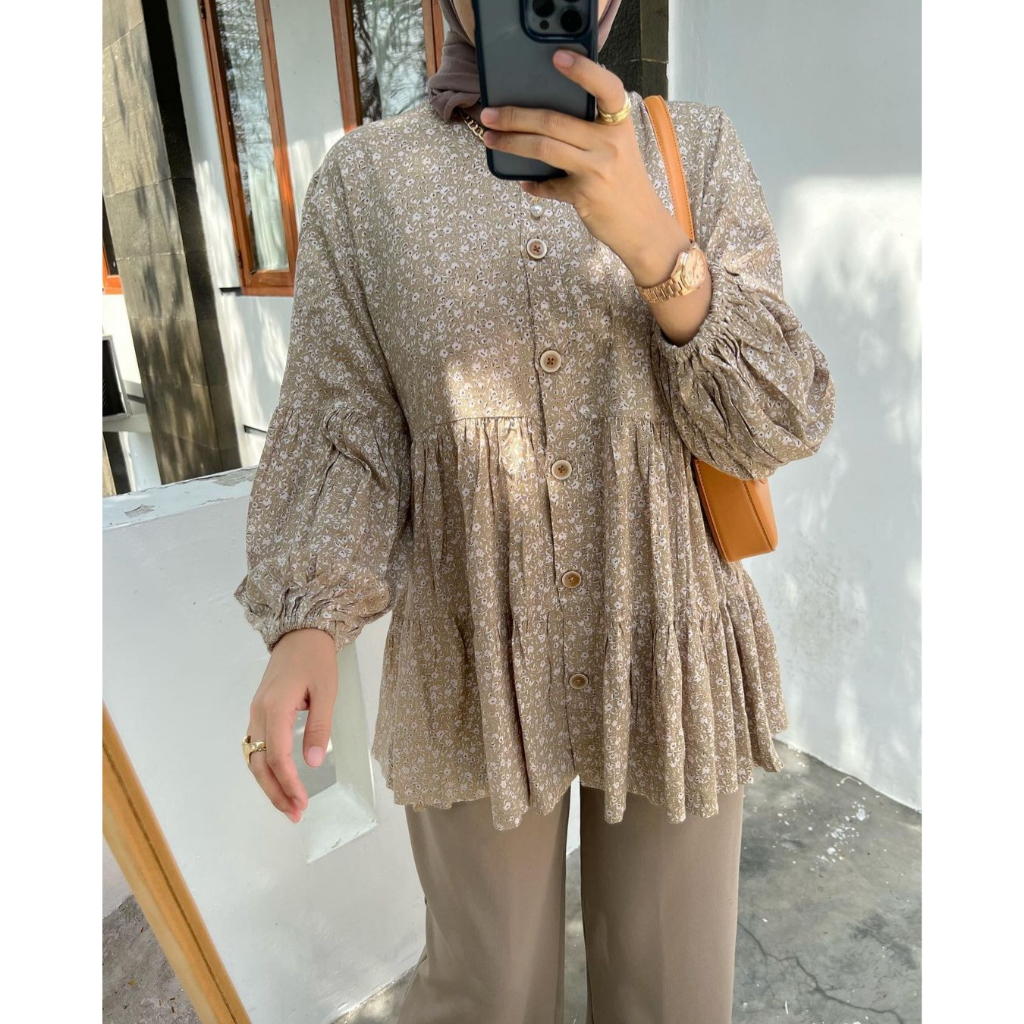 Jual Merina Blouse / Blouse Motif Bunga | Shopee Indonesia