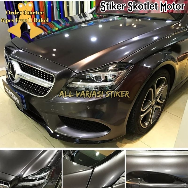 Jual STIKER SKOTLET ABU GREY METALIK CANDY GLOSSY / STICKER SCOTLET ...
