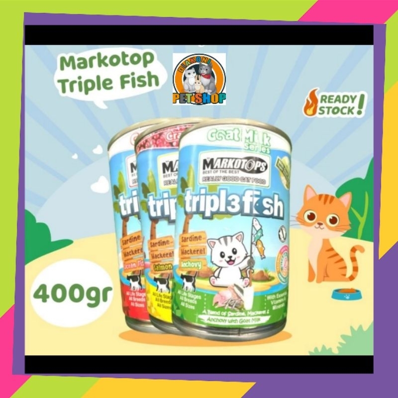 Jual Markotop Kaleng Tripel Fish 400gr Makanan Basah Kucing Markotops ...