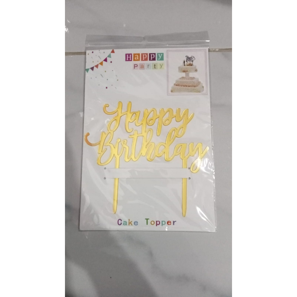 Jual TOPPER AKRILIK HBD GOLD JUMBO / TOPPER CAKE AKRILIK HBD JUMBO ...