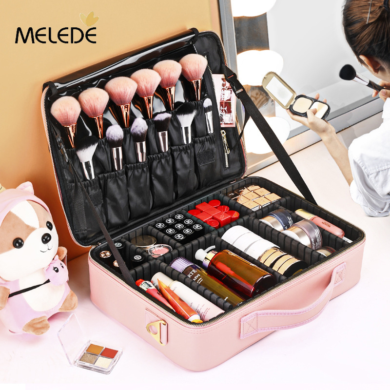 Jual MELEDE Arrival Tas kosmetik PU Soft Pink Tas Make up Beauty Case ...