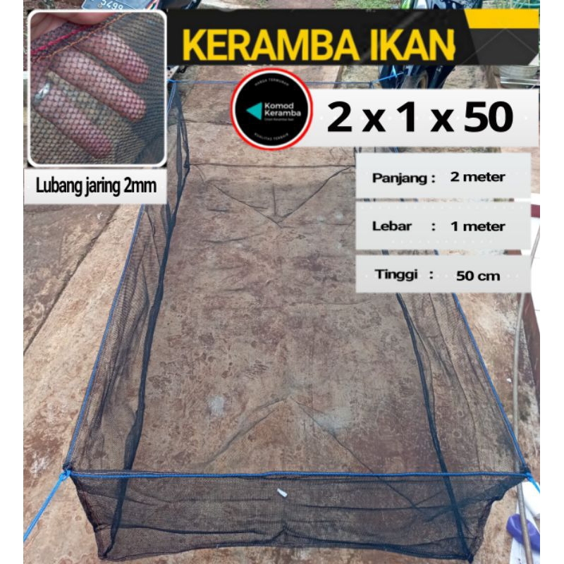 Jual keramba ikan 2x1x50 jaring polinet apung waring ikan siap pakai ...