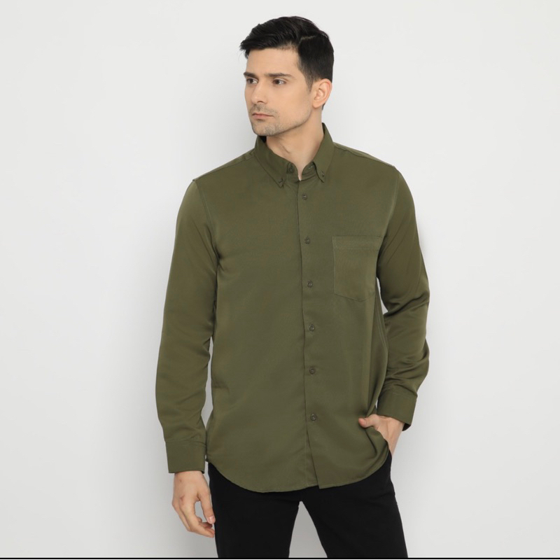 Jual kemeja pria polos terlaris model slim lengan panjang bahan adem ...