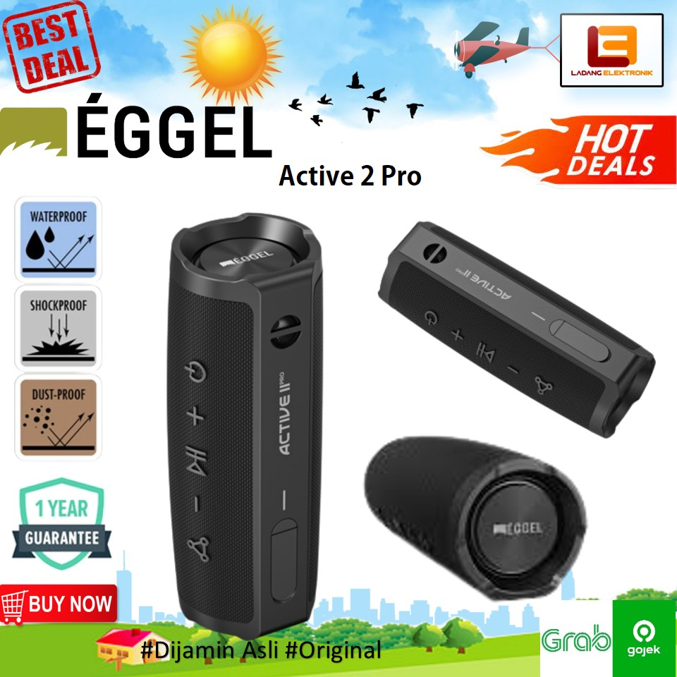 Jual Eggel Active 2 Pro Waterproof Portable Bluetooth Speaker RESMI ...