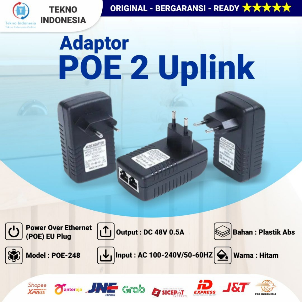 Jual Adaptor PoE Adapter LAN Injector DC 48V 0.5A 802.3af adaptor poe 2 ...