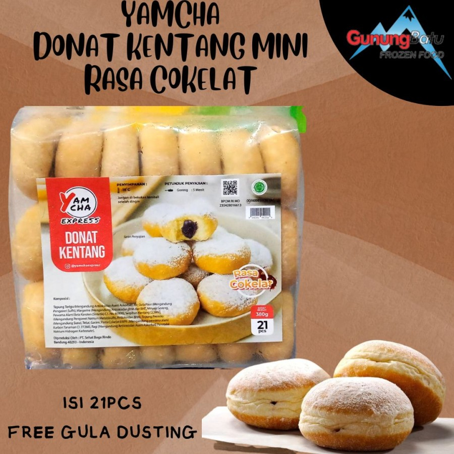 Jual YAMCHA DONAT KENTANG MINI RASA COKELAT ISI 21PCS (FREE GULA ...
