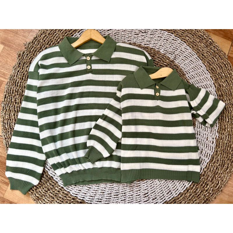 Jual Polo Stripe Knit Couple / Top Polo Stripes Knit | Shopee Indonesia