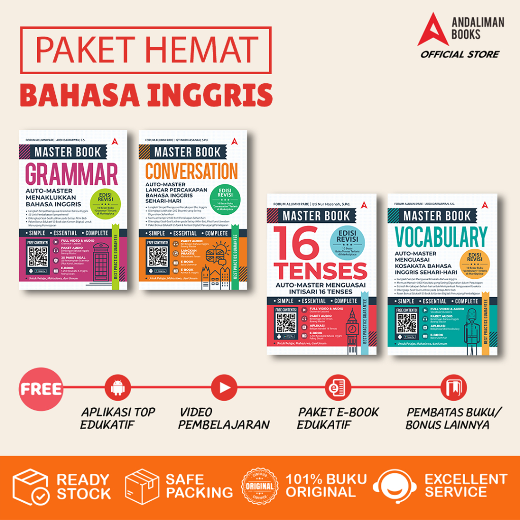 Jual Buku belajar bahasa inggris - paket hemat bahasa inggris 15 - MASTER BOOK GRAMMAR ...