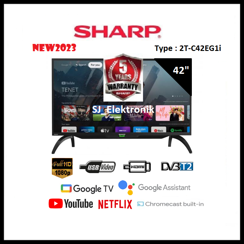 Jual (KHUSUS LUAR KOTA) LED TV Sharp 42 Inch 2T-C42EG1i / 42EG1i Full HD Google TV - 42EG1 ...