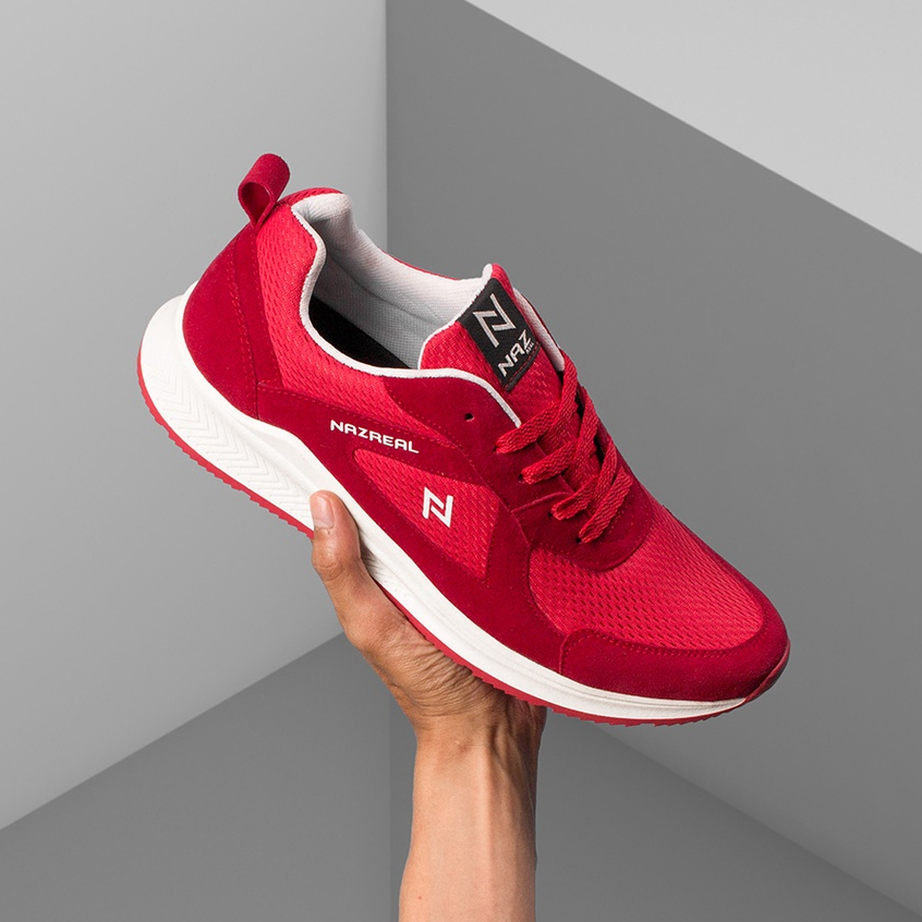 Jual LOTUS RED |MNM x NAZ| Sepatu Sneakers Pria Casual / Sepatu Sporty ...
