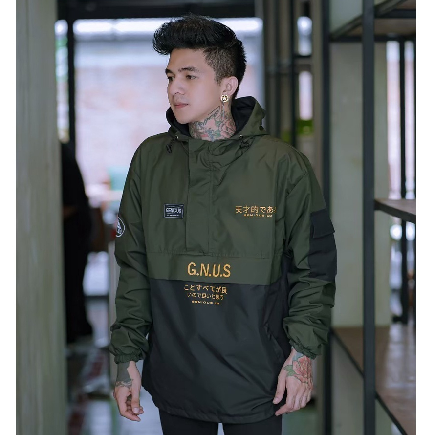 Jual GENIOUS Jaket Cougle 3D Jaket Parasut Pria Hijau Hitam | Shopee ...
