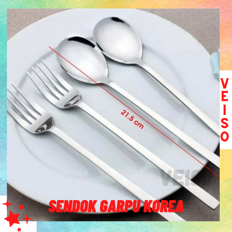 Jual VEISO_Sendok garpu korea stainless sujeo set makan spoon fork ...