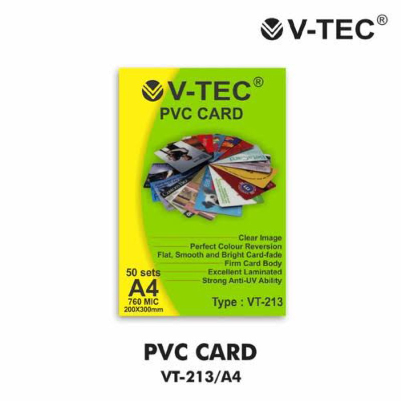 Jual PVC ID CARD VTEC 50 SET / BAHAN ID CARD KARTU NAMA UNTUK 500 KARTU | Shopee Indonesia