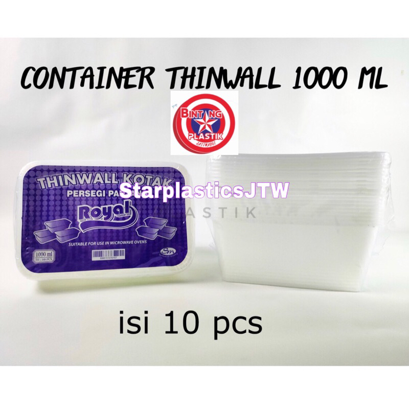Jual Thinwall Rectangular Persegi 500ml 650ml 750ml 1000ml Royal