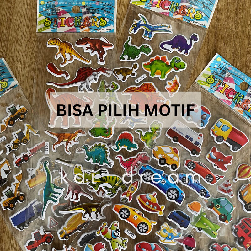 Jual (Pilih Motif) STICKER TIMBUL ANAK MAINAN STICKER TRANSPORTASI ...